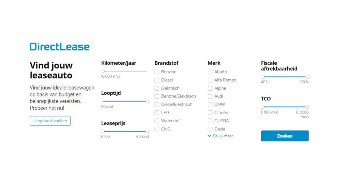 DVO | Nieuwe manier om lease-wagen te kiezen bij directlease.be