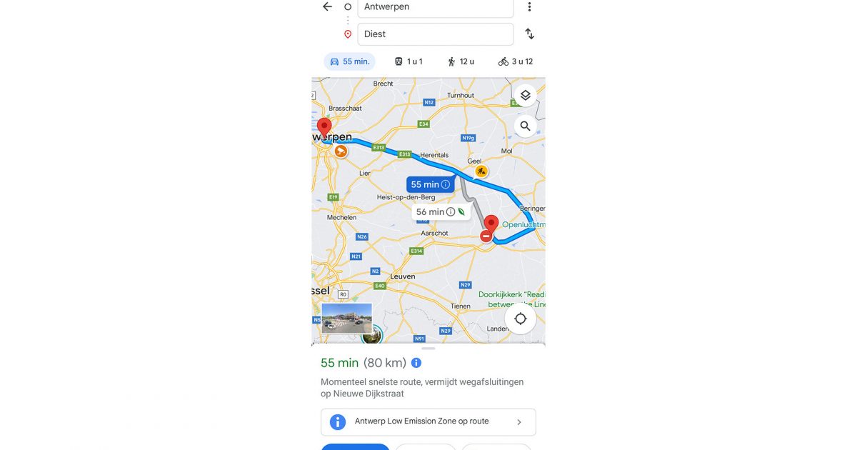 DVO | Google Maps lanceert milieuvriendelijke routes in België